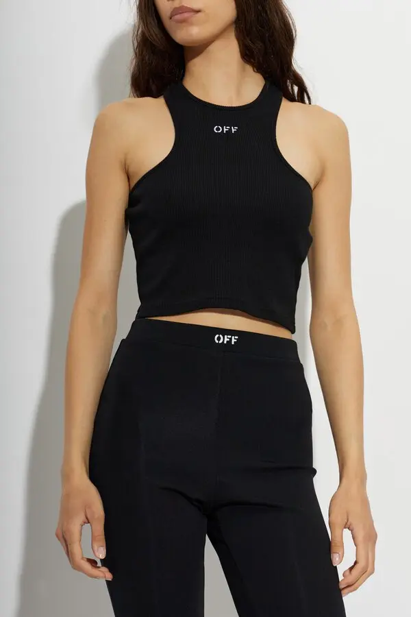 Off-White Ribbed Sleeveless Top