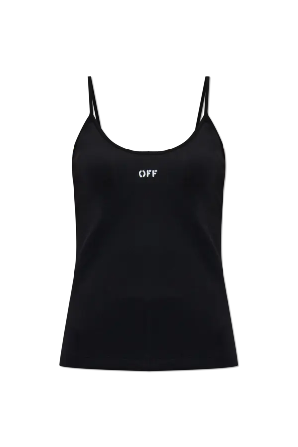 Off-White Top With Spaghetti Straps - Black