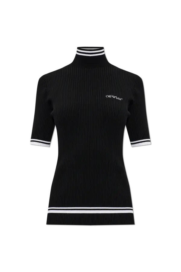 Off-White Dress With Turtleneck - Black