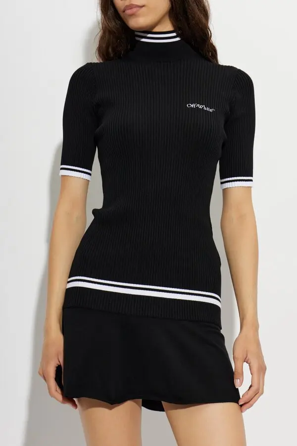 Off-White Dress With Turtleneck