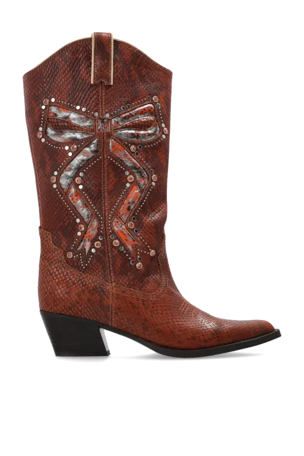 Kurt Geiger Leather Cowboy Boots "rodeo Bow - Brown