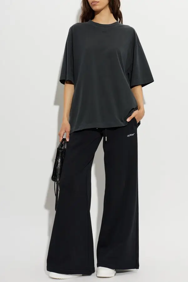 Off-White T-shirt With Embroidered Logo