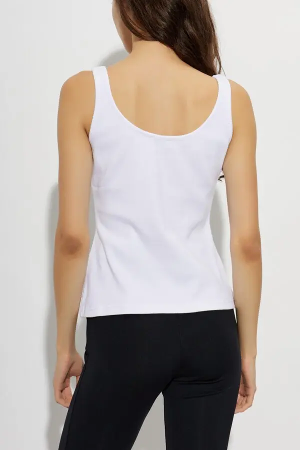 Off-White Ribbed Top With Embroidered Logo