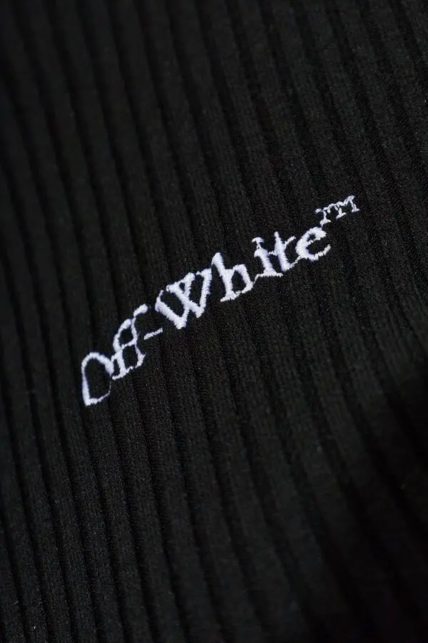 Off-White Ribbed Top With Turtleneck