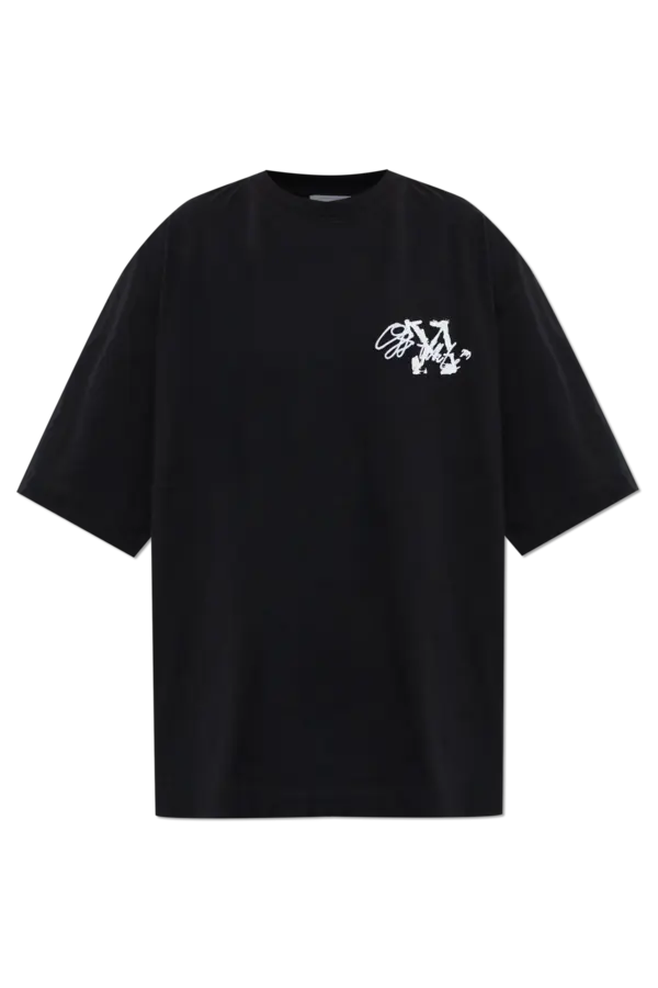 Off-White T-shirt With Embroidered Logo
