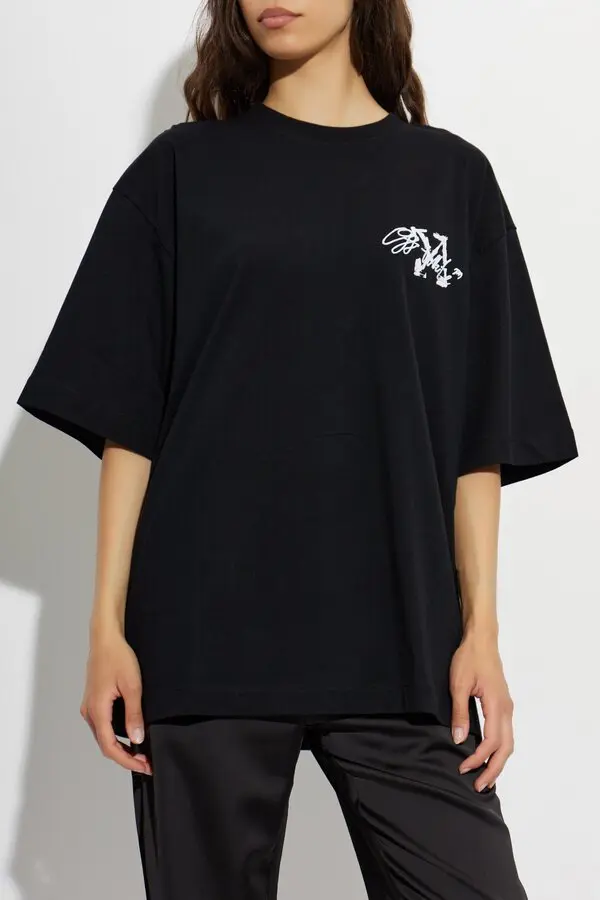Off-White T-shirt With Embroidered Logo