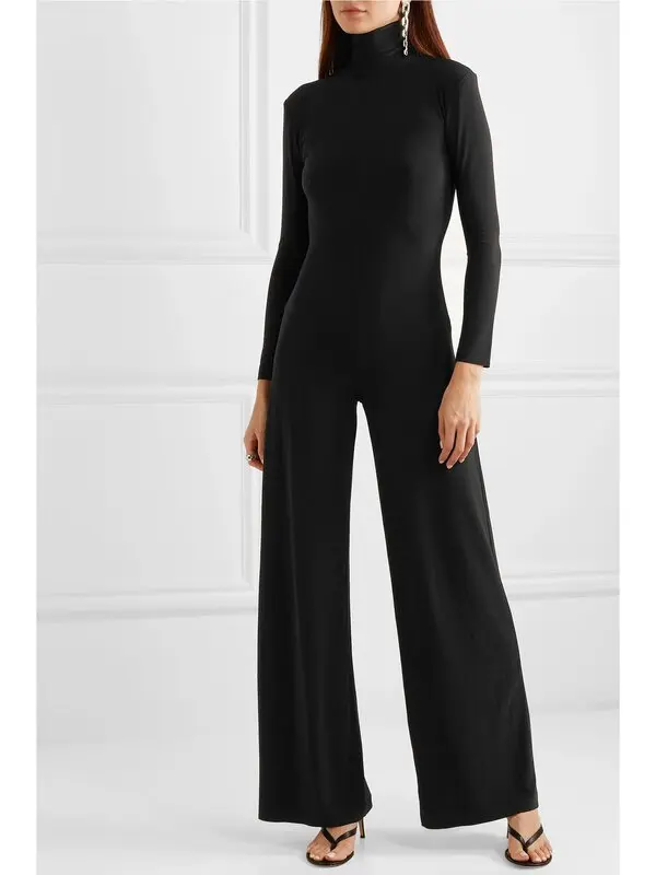 Norma Kamali Stretch-jersey Turtleneck Wide-leg Jumpsuit