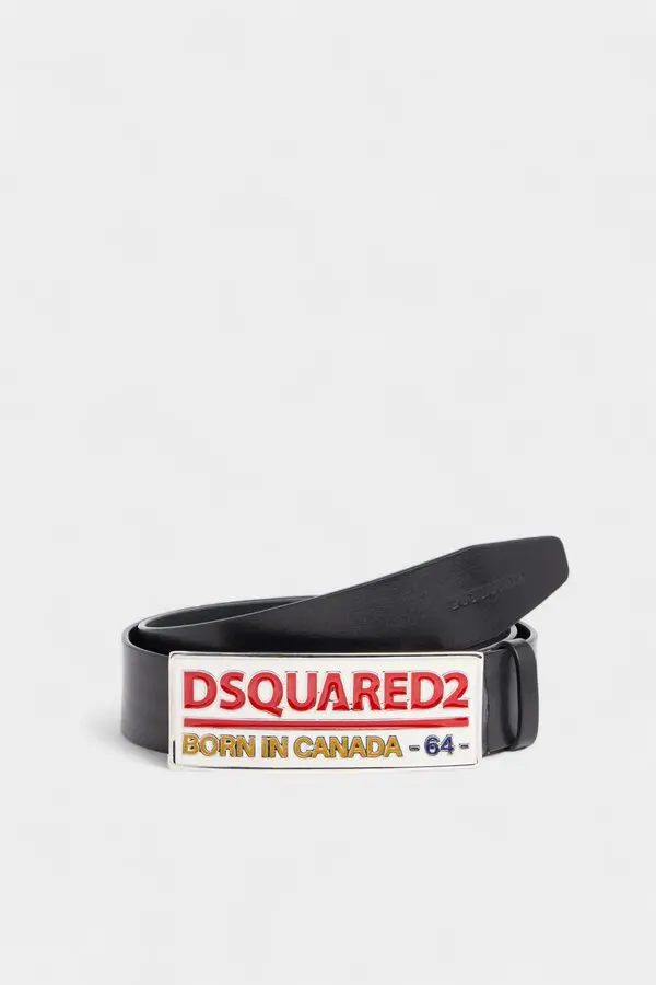 Dsquared2 Logo Plaque Leather Belt