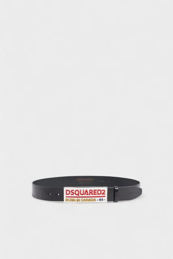 Dsquared2 Logo Plaque Leather Belt