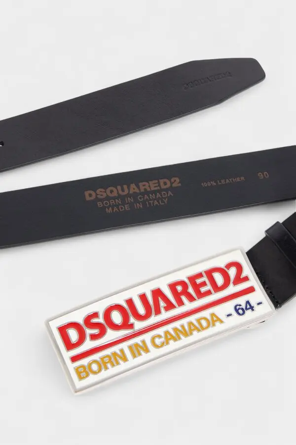 Dsquared2 Logo Plaque Leather Belt