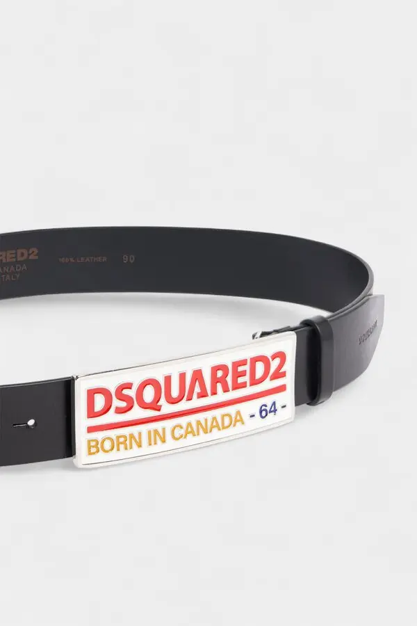 Dsquared2 Logo Plaque Leather Belt
