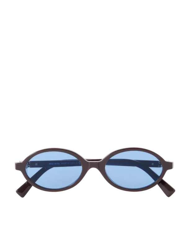 Miu Miu Oval-frame Acetate Sunglasses - Brown
