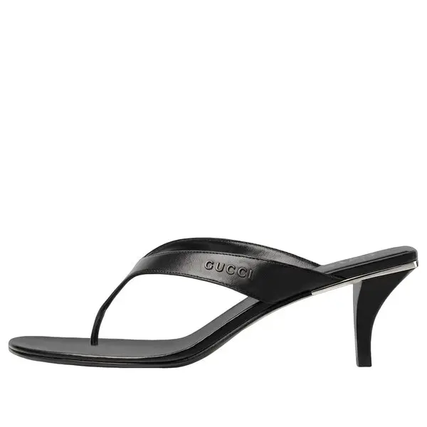Gucci Thong Heeled Sandals - Black