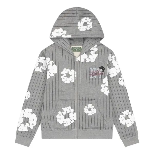 DENIM TEARS Pinstripe Wreath Zip Hoodie - Grey