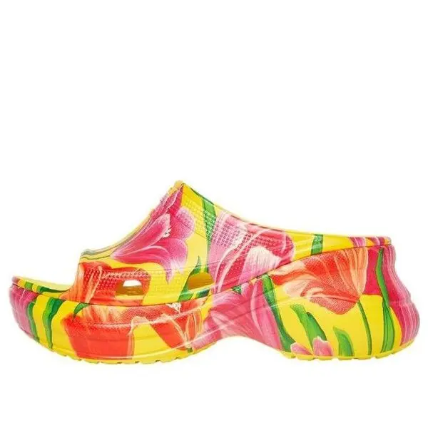 Balenciaga Pool Slide Sandals X Crocs 'tulip Print Multi - Pinkred