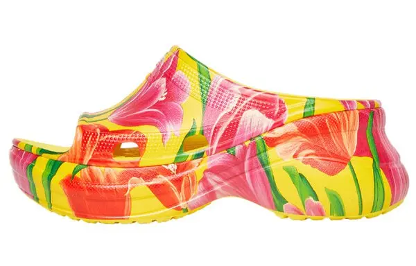 Balenciaga X Crocs Pool Slide Sandals With Tulip Print