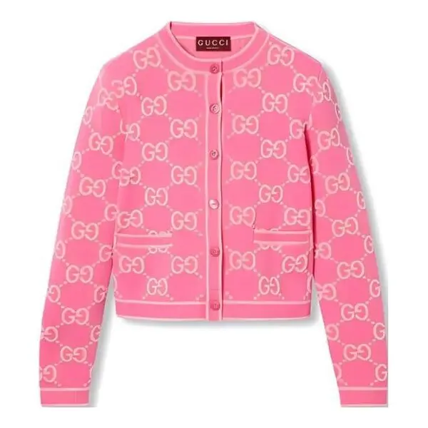 Gucci Gg Cotton Jacquard Cardigan - Pink