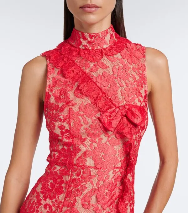 Alessandra Rich Lace Bow Detail Midi Dress
