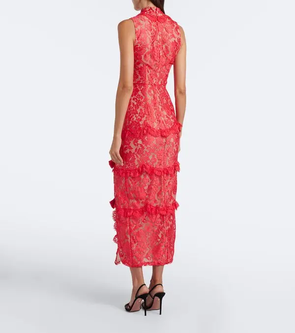 Alessandra Rich Lace Bow Detail Midi Dress