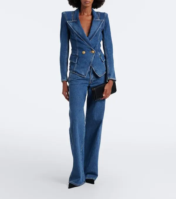 Balmain Double-breasted Denim Blazer