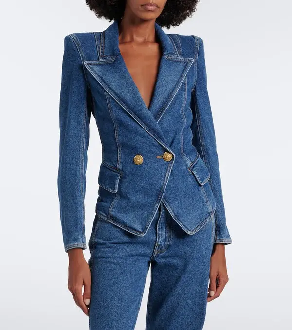 Balmain Double-breasted Denim Blazer