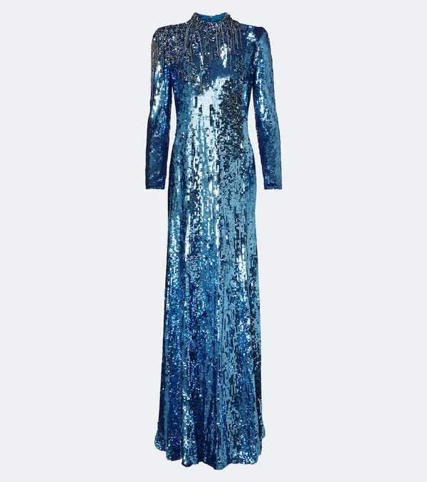 Jenny Packham Embellished Gown - Blue