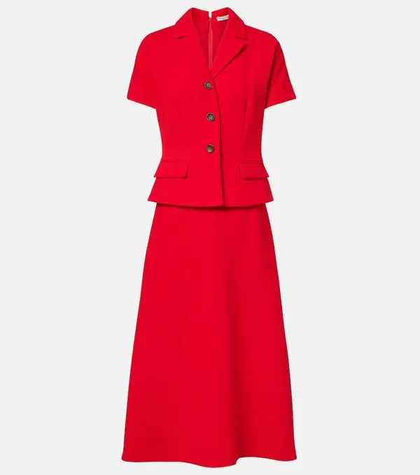 EMILIA WICKSTEAD Alexina Wool Crêpe Midi Dress - Red