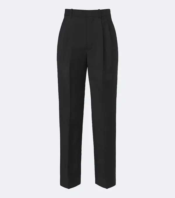 JIL SANDER Pleated Wool And Mohair Straight Pants - Black