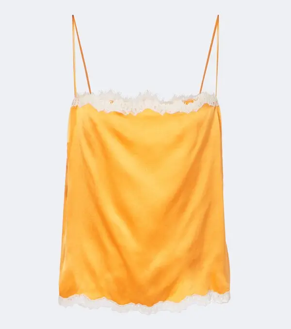 DÔEN Loure Lace-trimmed Silk Camisole - Orange