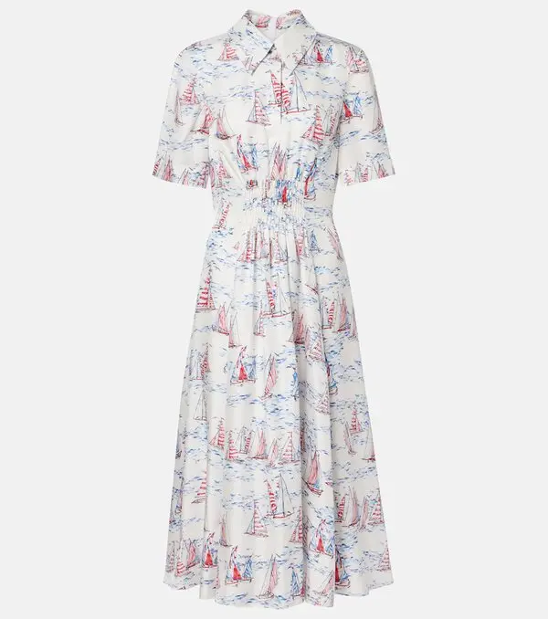 EMILIA WICKSTEAD Khloe Printed Wool Midi Dress - White