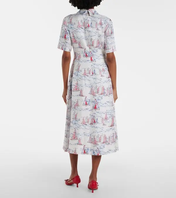 EMILIA WICKSTEAD Khloe Printed Wool Midi Dress - White