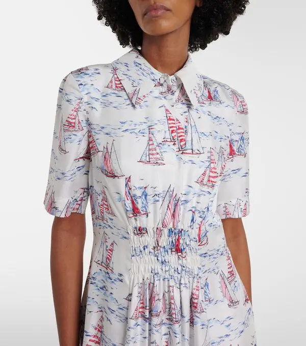 EMILIA WICKSTEAD Khloe Printed Wool Midi Dress - White