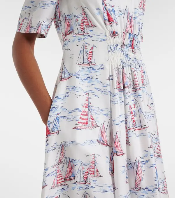 EMILIA WICKSTEAD Khloe Printed Wool Midi Dress - White