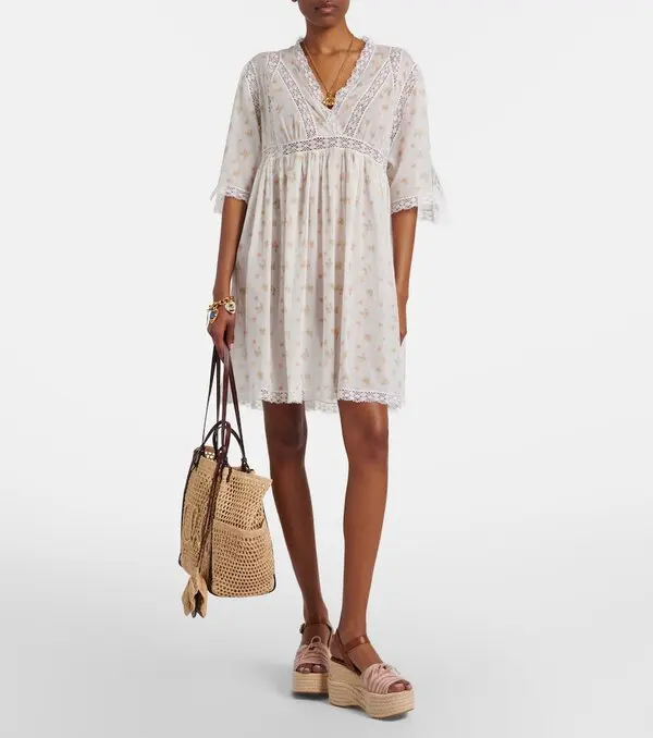 Chloé Floral Cotton Voile Mini Dress