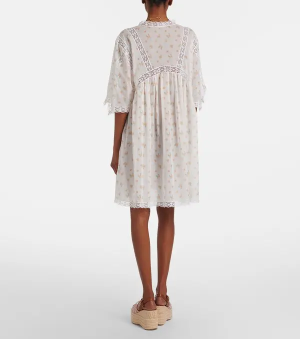 Chloé Floral Cotton Voile Mini Dress