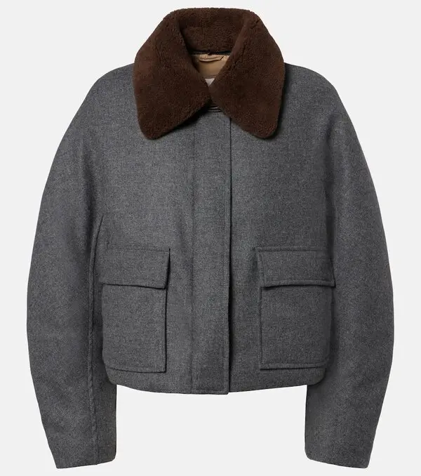 Brunello Cucinelli Shearling-trimmed Alpaca-blend Down Jacket - Grey