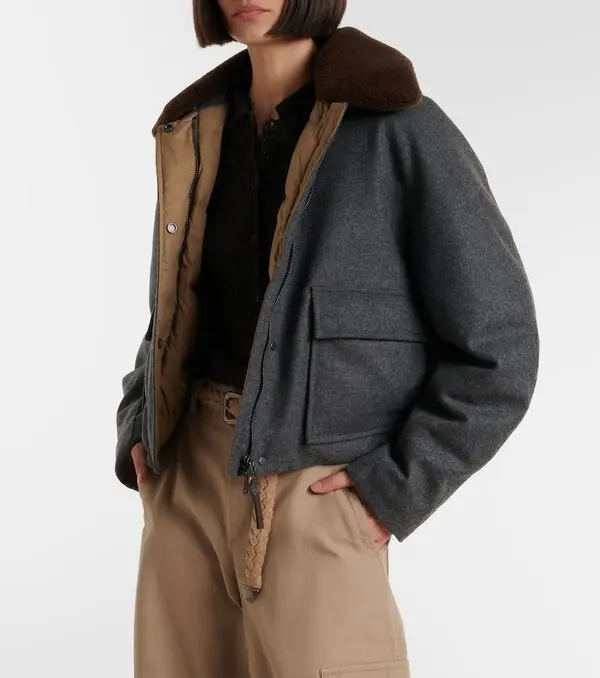 Brunello Cucinelli Shearling-trimmed Alpaca-blend Down Jacket - Grey