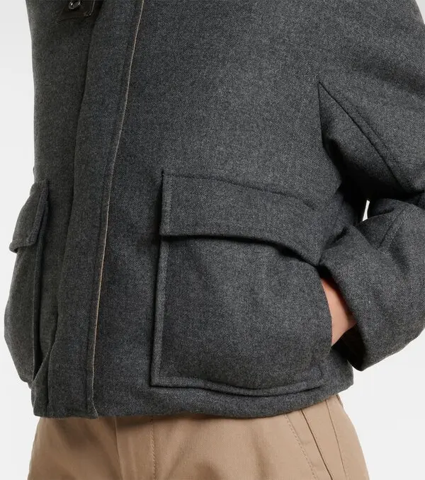Brunello Cucinelli Shearling-trimmed Alpaca-blend Down Jacket - Grey