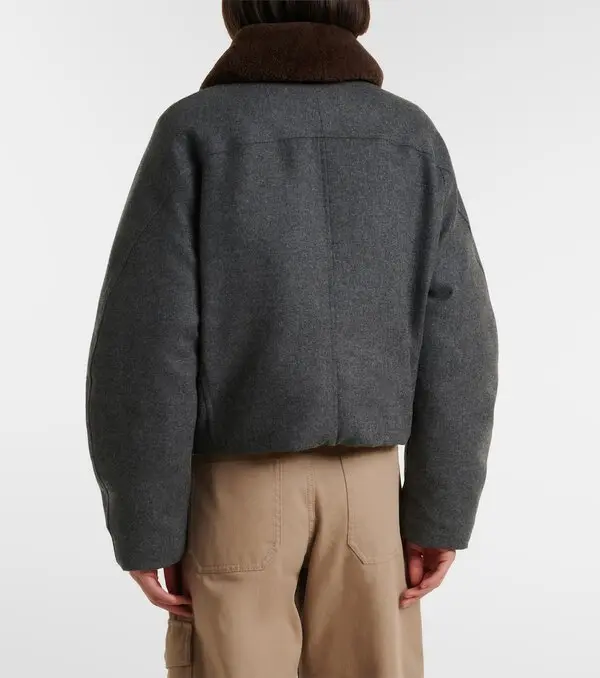 Brunello Cucinelli Shearling-trimmed Alpaca-blend Down Jacket - Grey