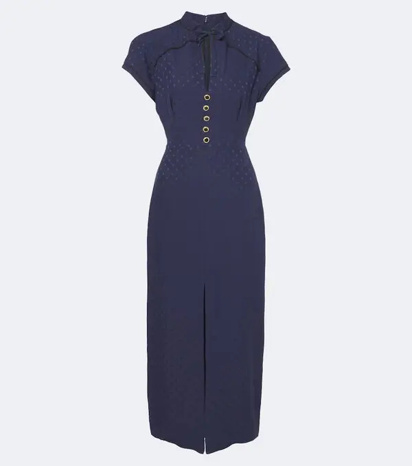 Alessandra Rich Silk Jacquard Midi Dress - Blue