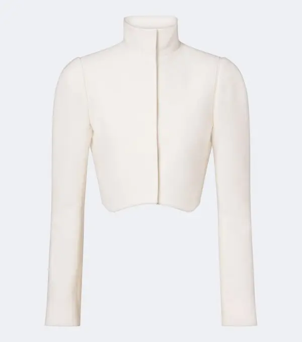 Alaïa Cropped Wool Crêpe Jacket - White