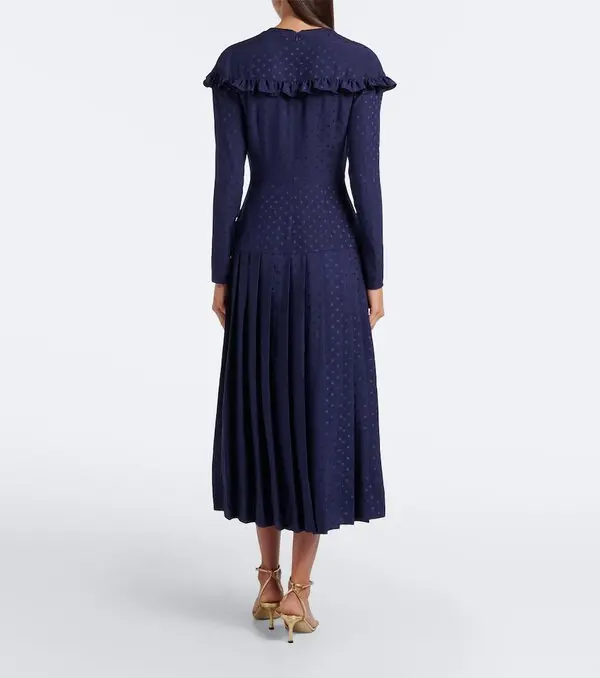 Alessandra Rich Pleated Silk Jacquard Midi Dress
