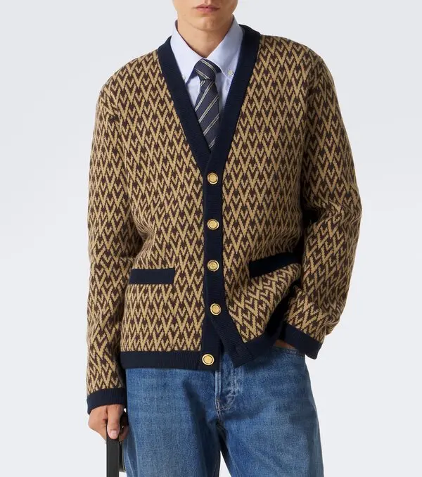 Valentino Garavani Jacquard Virgin Wool Cardigan - Multicoloured