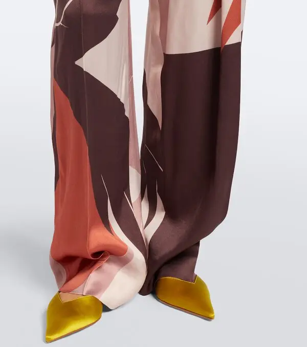 Victoria Beckham Printed Satin Wide-leg Pants