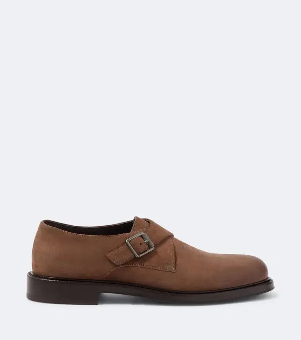 Brunello Cucinelli Monili Suede Monk Strap Shoes