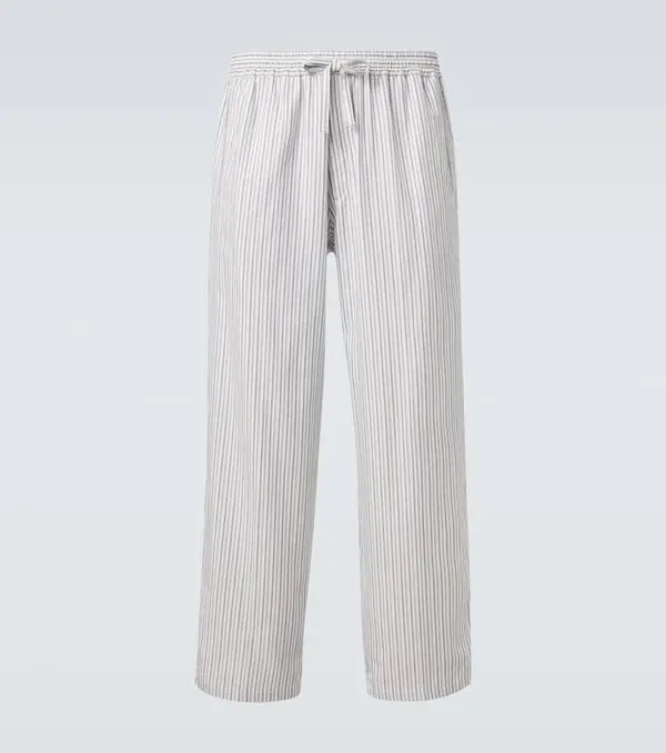 UMIT BENAN Julian Striped Cotton Wide-leg Pants - White
