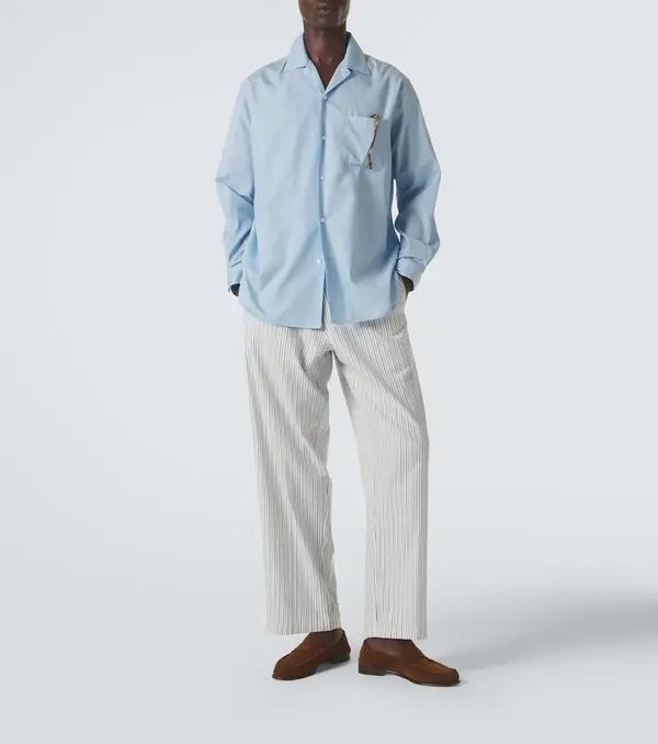 UMIT BENAN Julian Striped Cotton Wide-leg Pants - White
