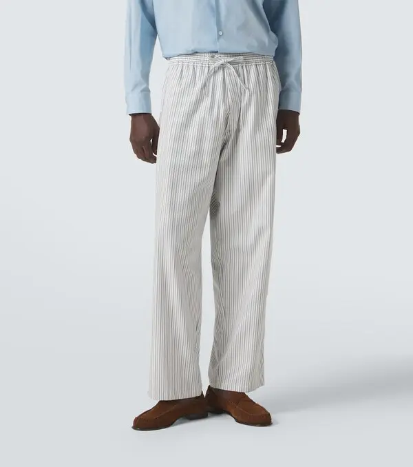 UMIT BENAN Julian Striped Cotton Wide-leg Pants - White