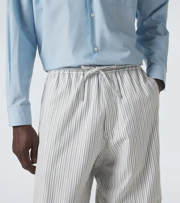 UMIT BENAN Julian Striped Cotton Wide-leg Pants - White