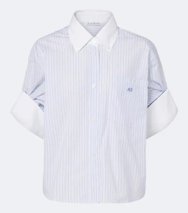 Acne Studios Striped Cotton Poplin Shirt - Blue